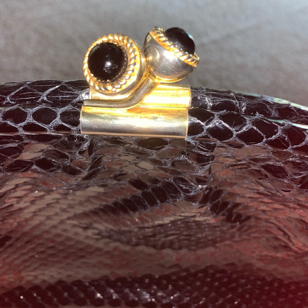 Donna Elissa Black Python Skin Clutch- Vintage - Gem